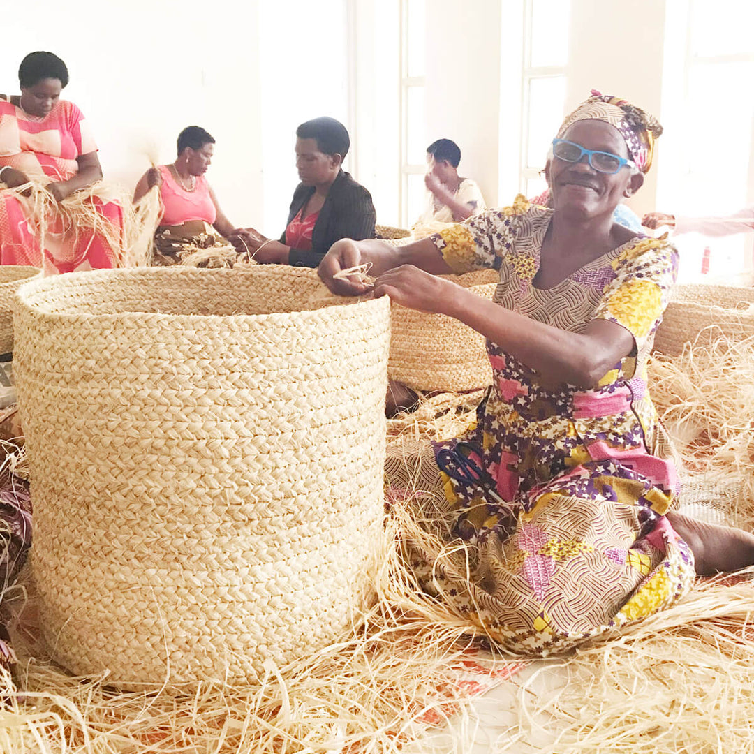 Large Braided Raffia Basket - Indego Africa